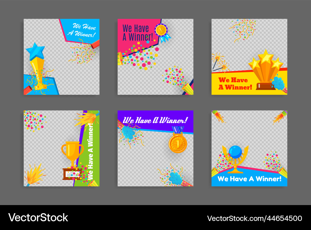 We have winner promo poster set with copy space Vector Image
