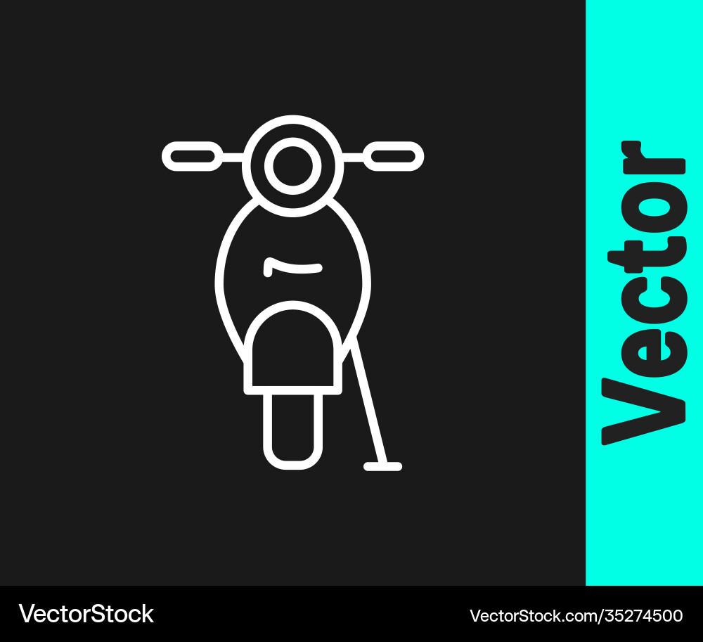 White line scooter icon isolated on black Vector Image