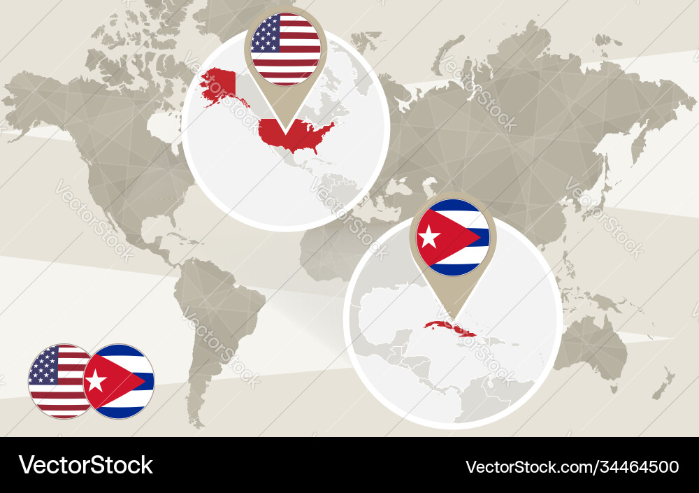 World map zoom on usa cuba Royalty Free Vector Image
