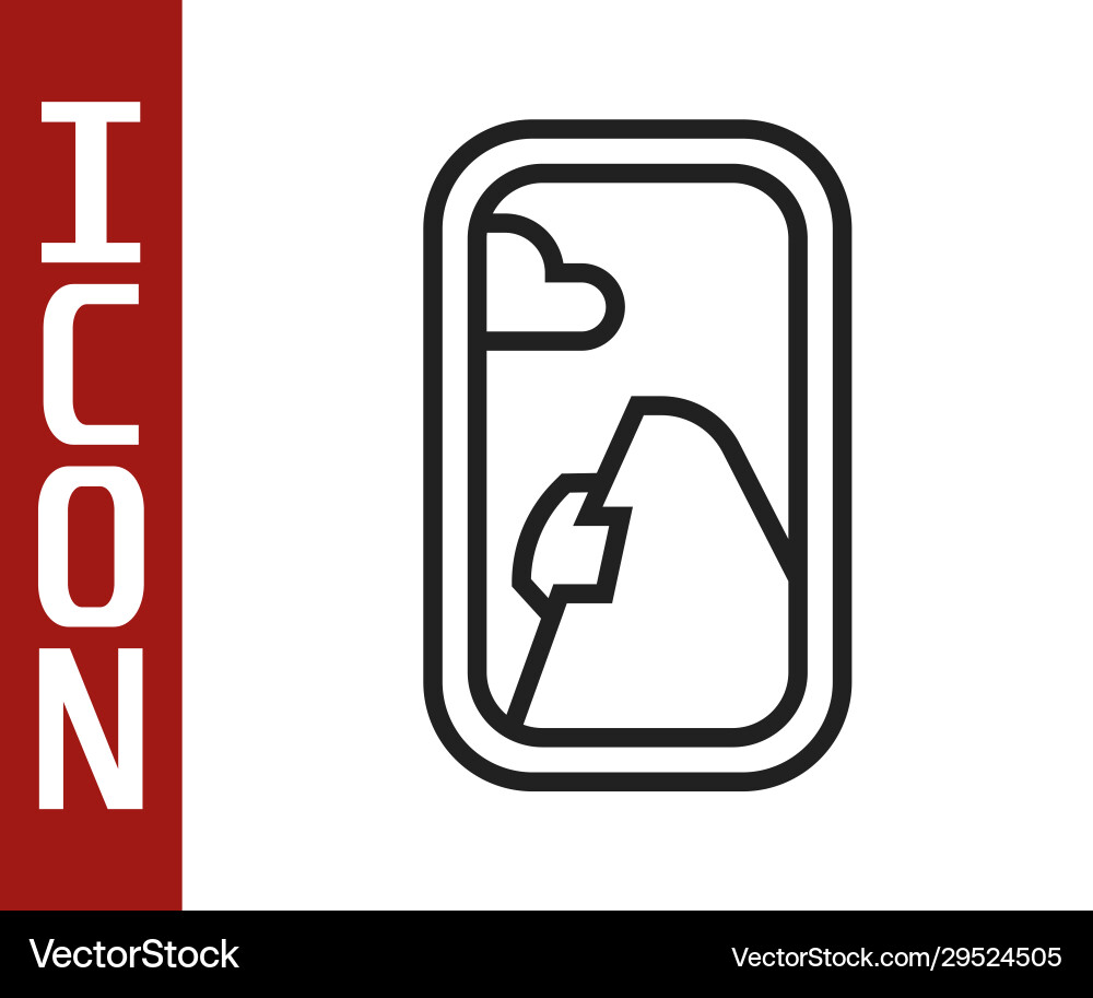 Black line airplane window icon isolated on white Vector Image