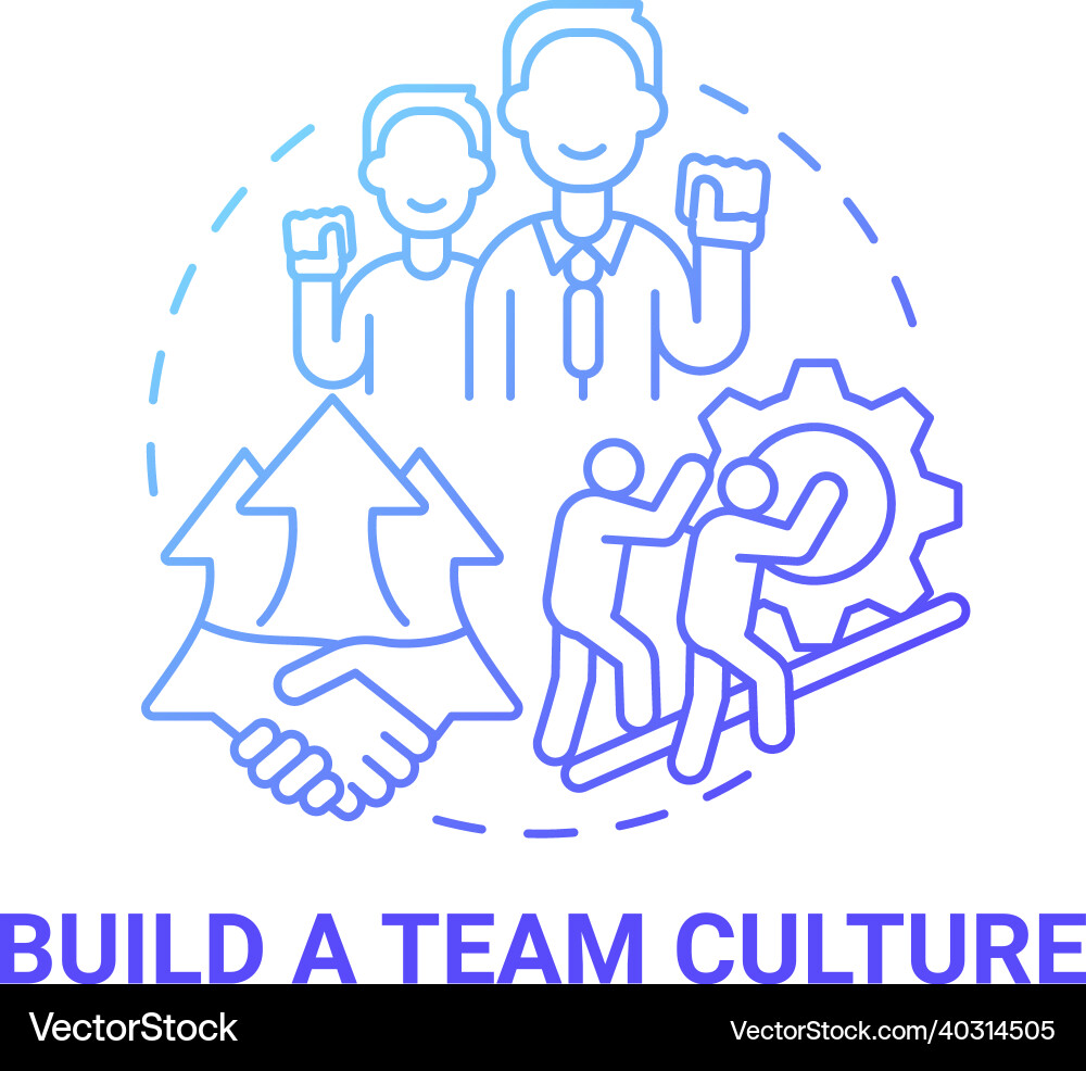 Build team culture blue gradient concept icon Vector Image