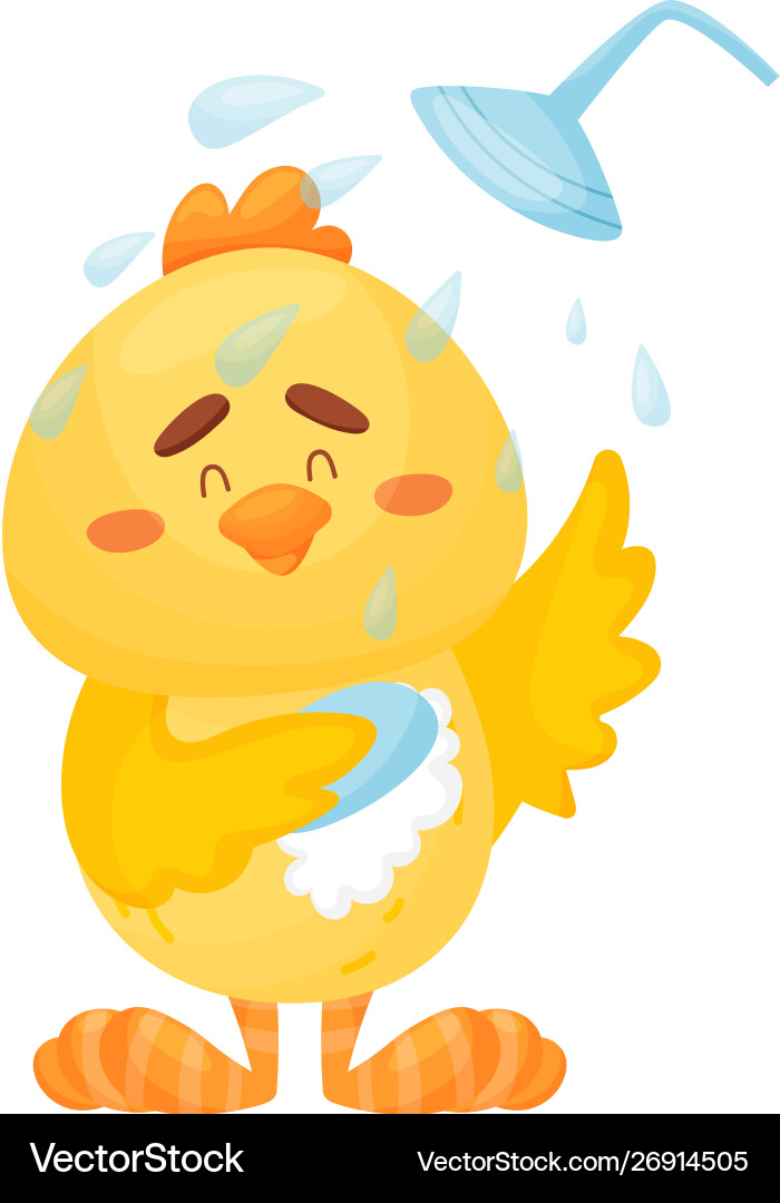 Cartoon chicken in shower Royalty Free Vector Image