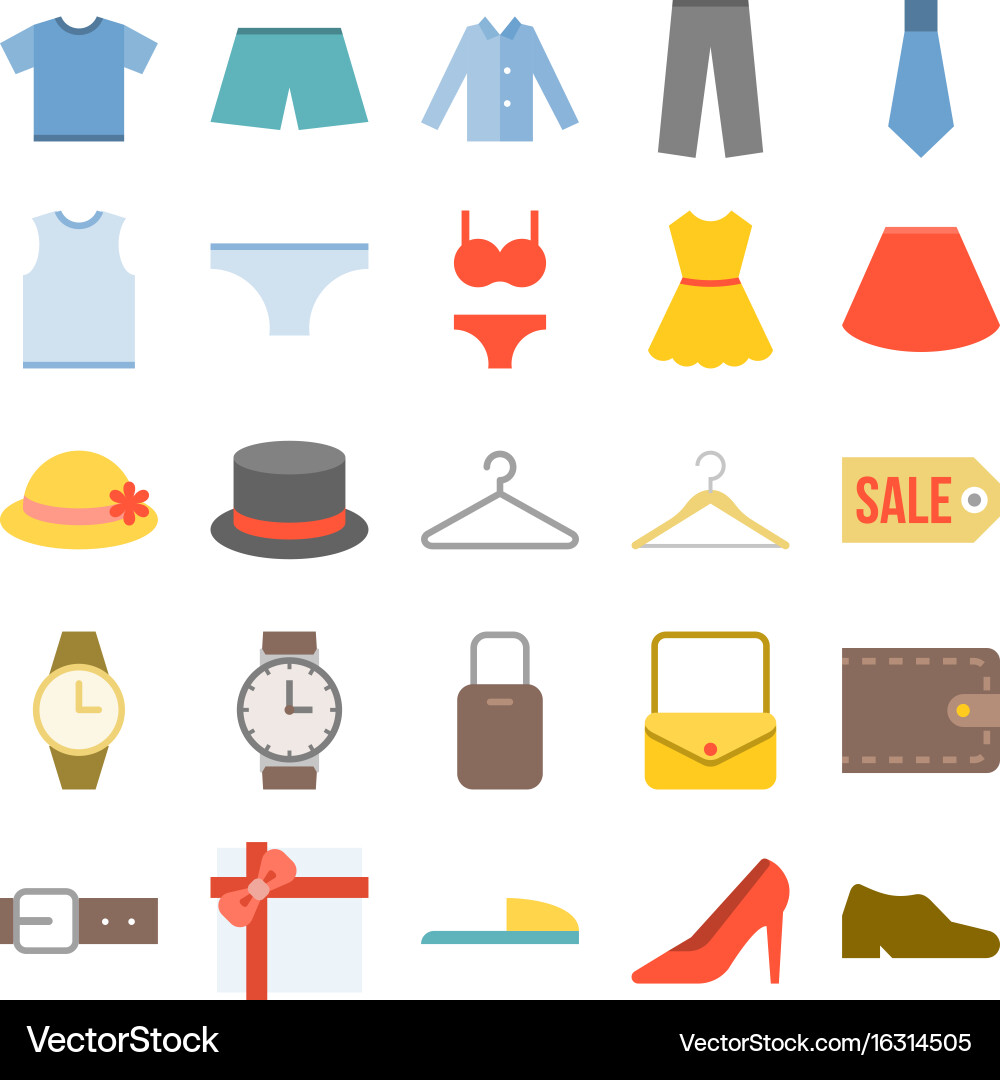 Clothing icons set Royalty Free Vector Image - VectorStock