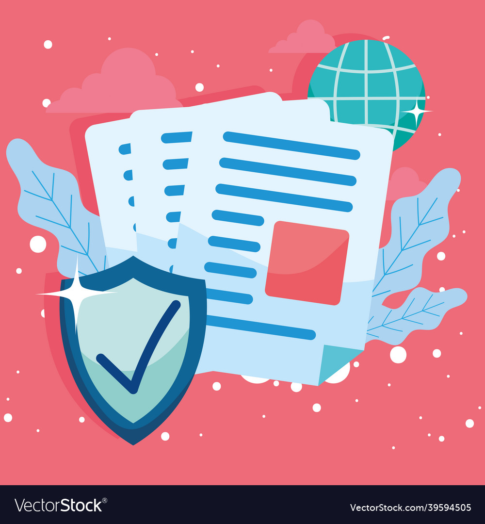 Documents and shield Royalty Free Vector Image