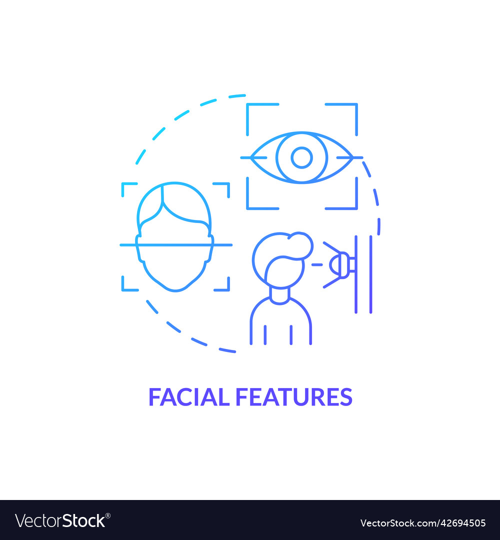 Facial features blue gradient concept icon Vector Image Facial features blue gradient concept icon Vector Image