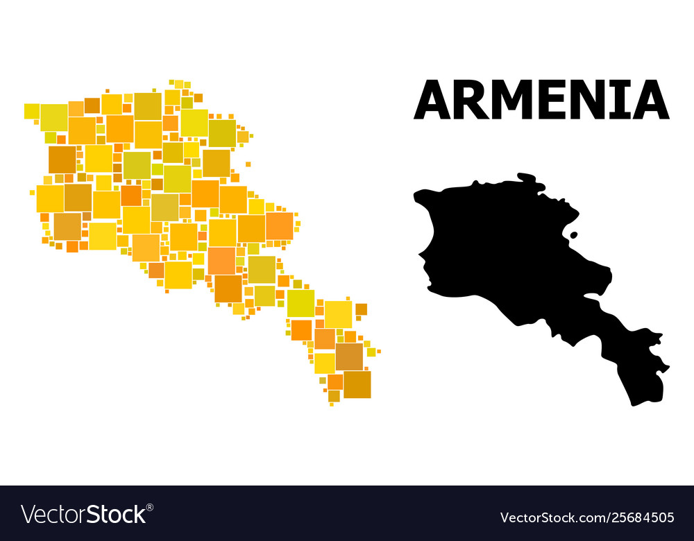 Gold square mosaic map armenia Royalty Free Vector Image