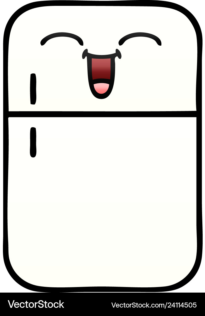 Gradient shaded cartoon fridge freezer Royalty Free Vector
