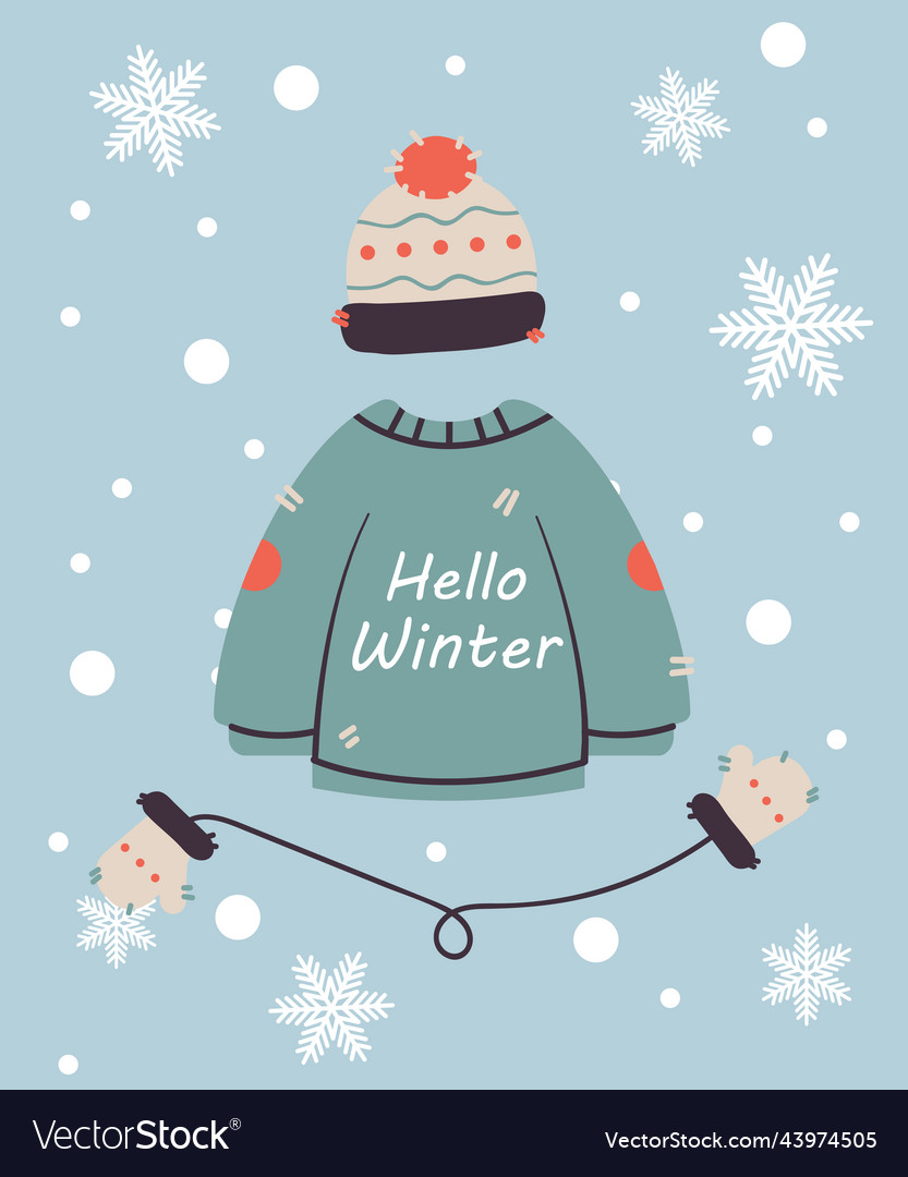 Hello Winter Text Royalty Free Vector Image Vectorstock 