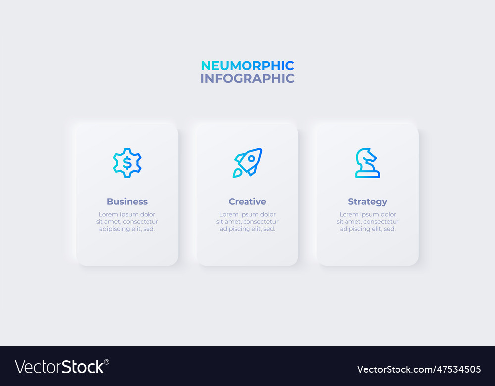 Light neumorphic template with 3 rectangle Vector Image