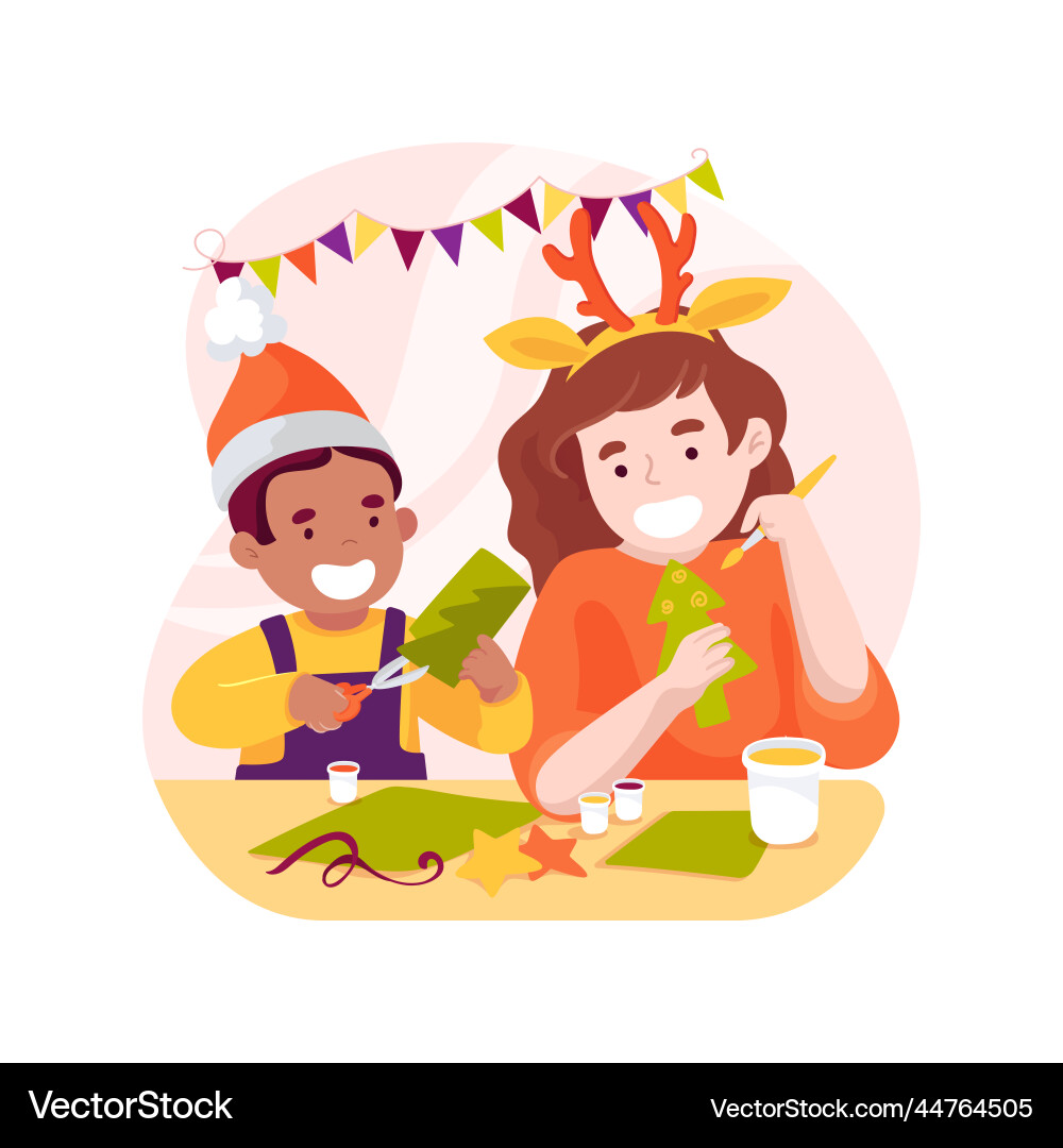 Making crafts together isolated cartoon Royalty Free Vector