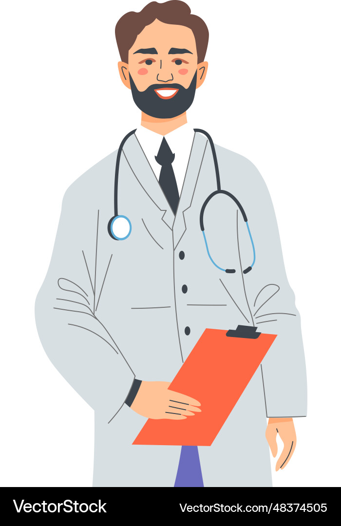 Medical worker doctor with notebook examining Vector Image