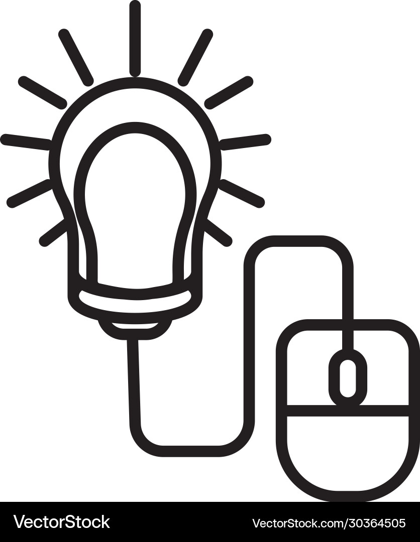 Mouse with bulb education online line style Vector Image