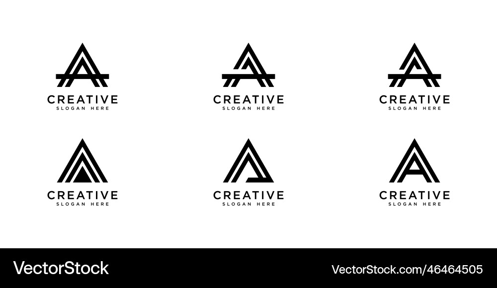 Set of initial letter a logo mono line Royalty Free Vector