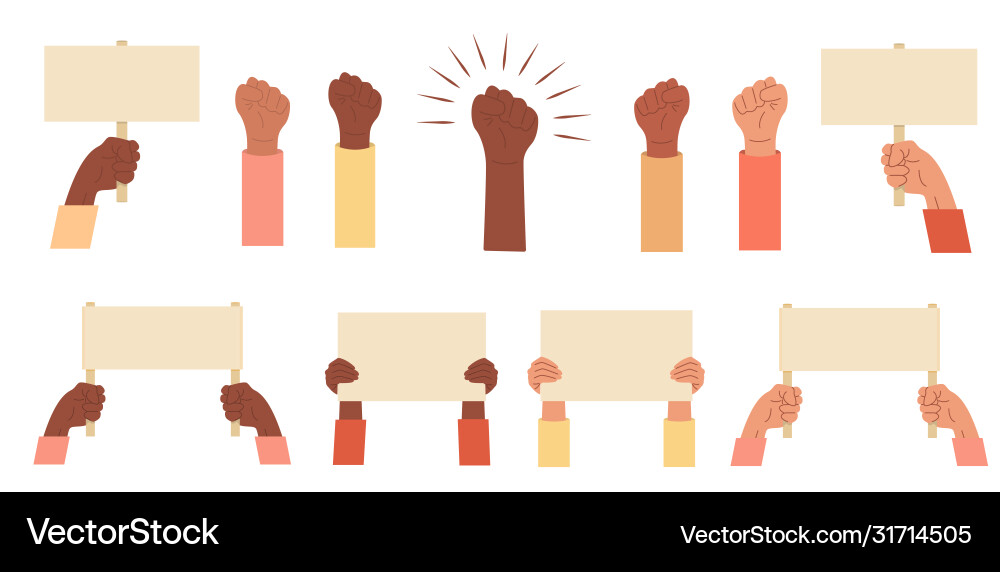Set protesters banners collection of Royalty Free Vector