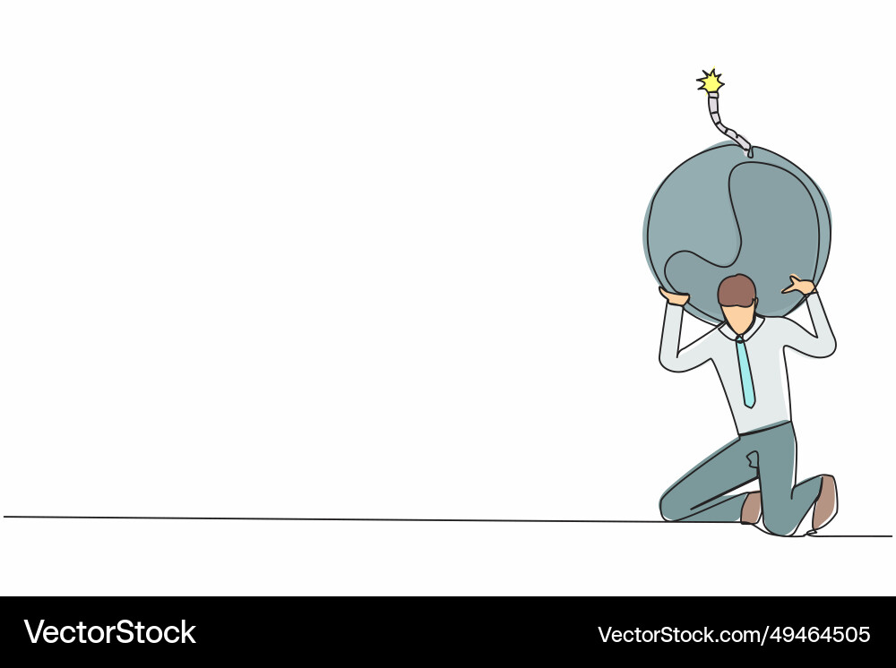 Single one line drawing exhausted businessman Vector Image