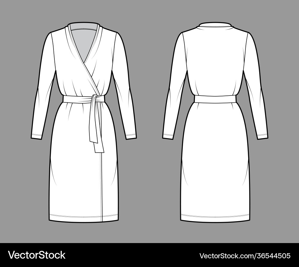 Wrap dress technical fashion Royalty Free Vector Image