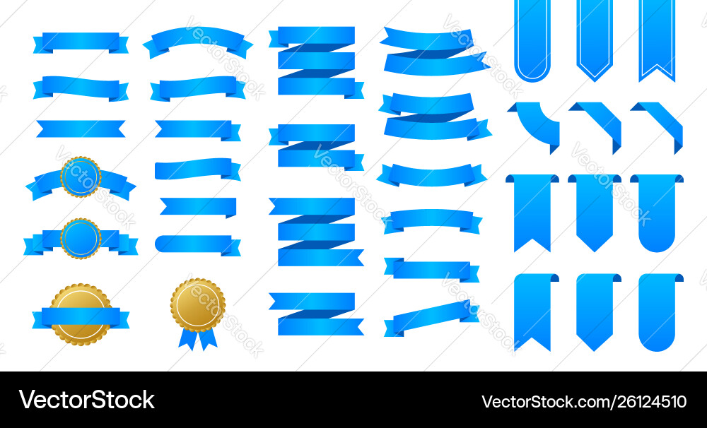 Blue ribbons banners set stock Royalty Free Vector Image