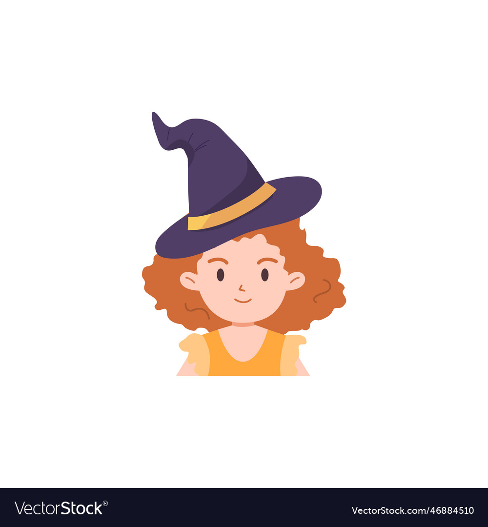 Cute little girl in witches hat halloween costume Vector Image