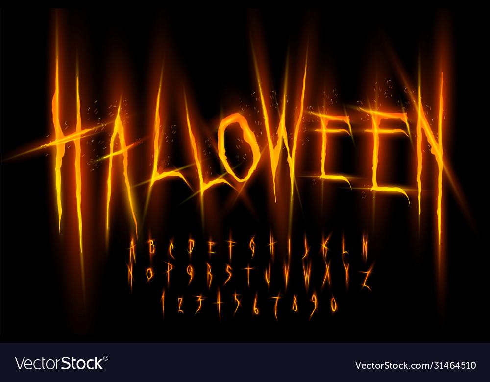 Halloween font letters and numbers Royalty Free Vector Image