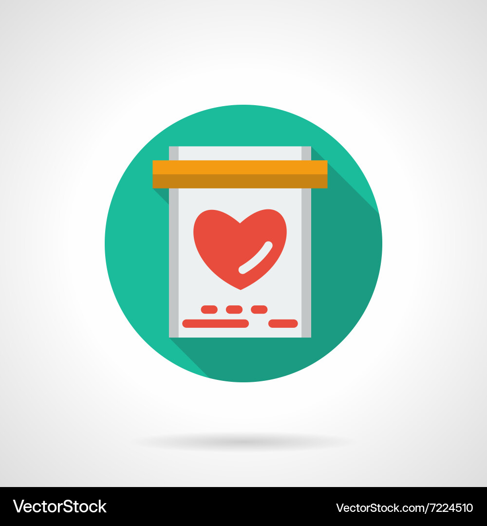 Love card round flat color icon Royalty Free Vector Image