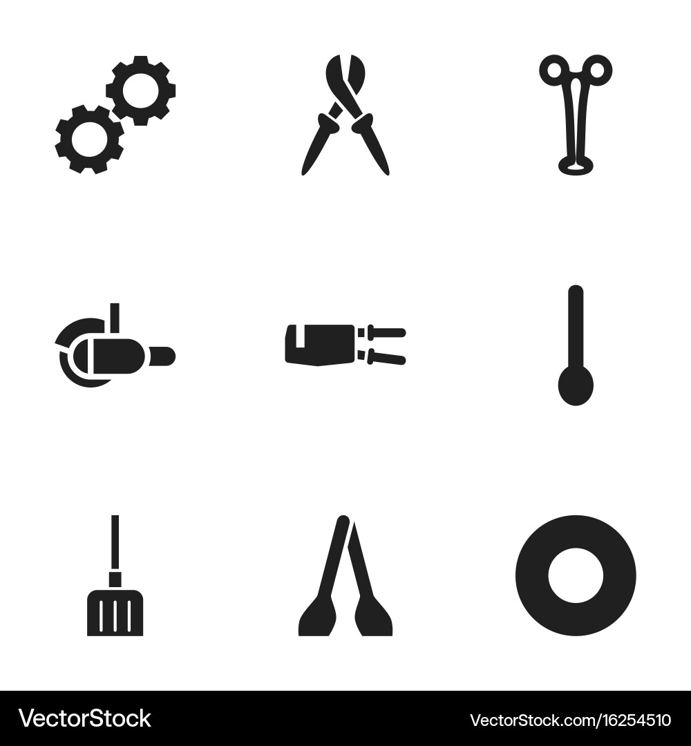 Set of 9 editable instrument icons includes Vector Image