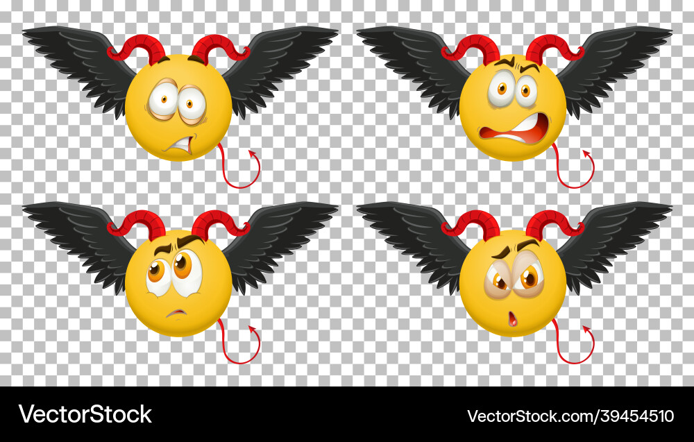Set of devil emoticon with facial expression Vector Image