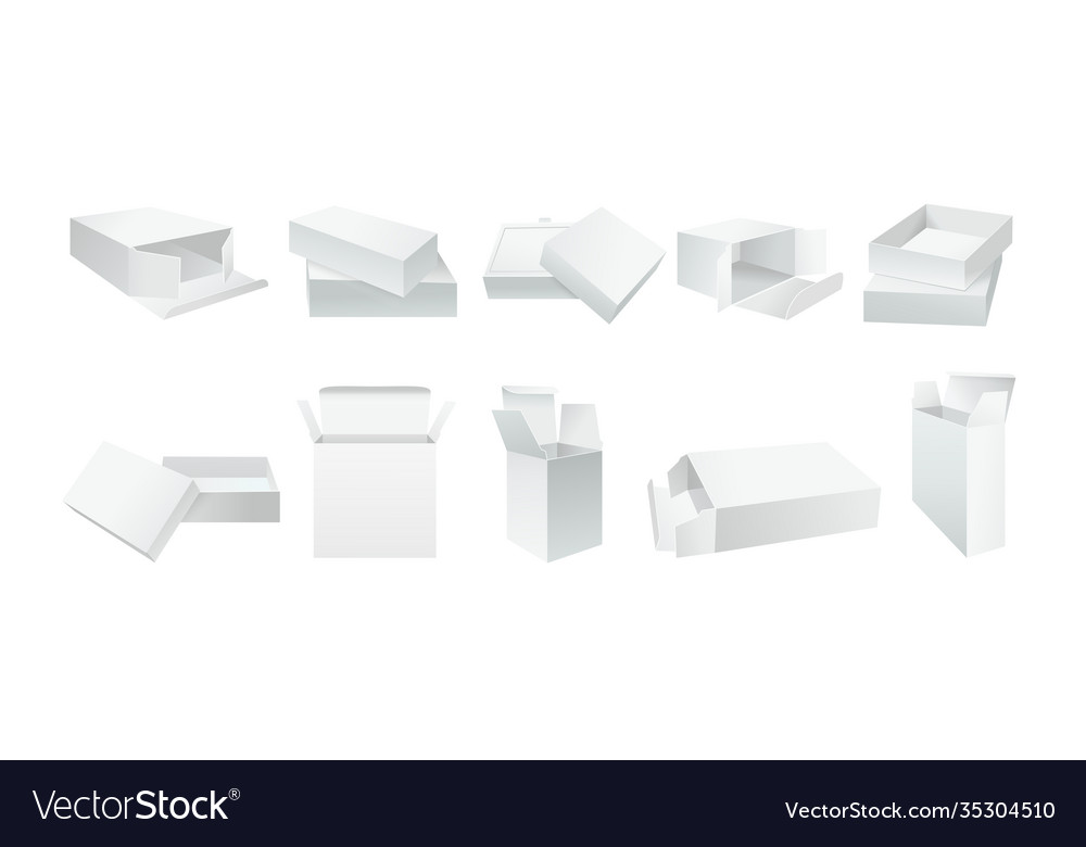 Template box mockup set blank realistic product Vector Image