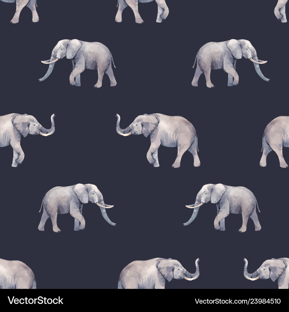 Watercolor elephant seamless pattern Royalty Free Vector
