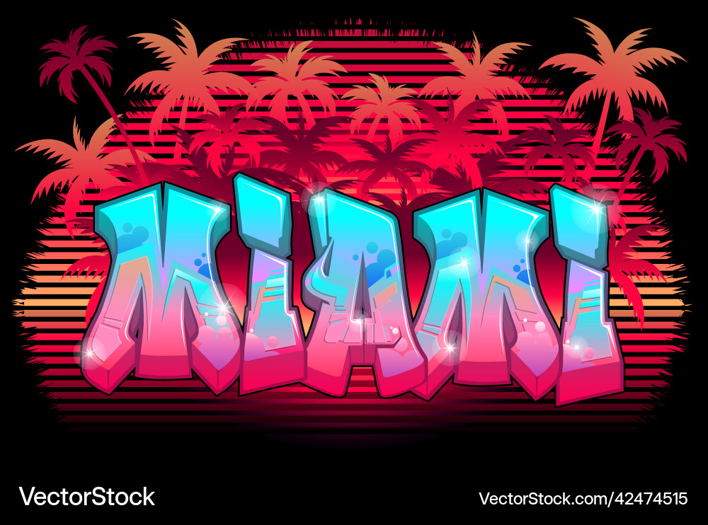 A cool genuine wildstyle graffiti design - miami Vector Image