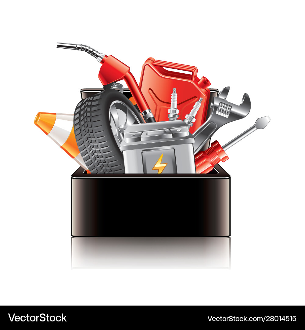 Auto parts box isolated on white Royalty Free Vector Image