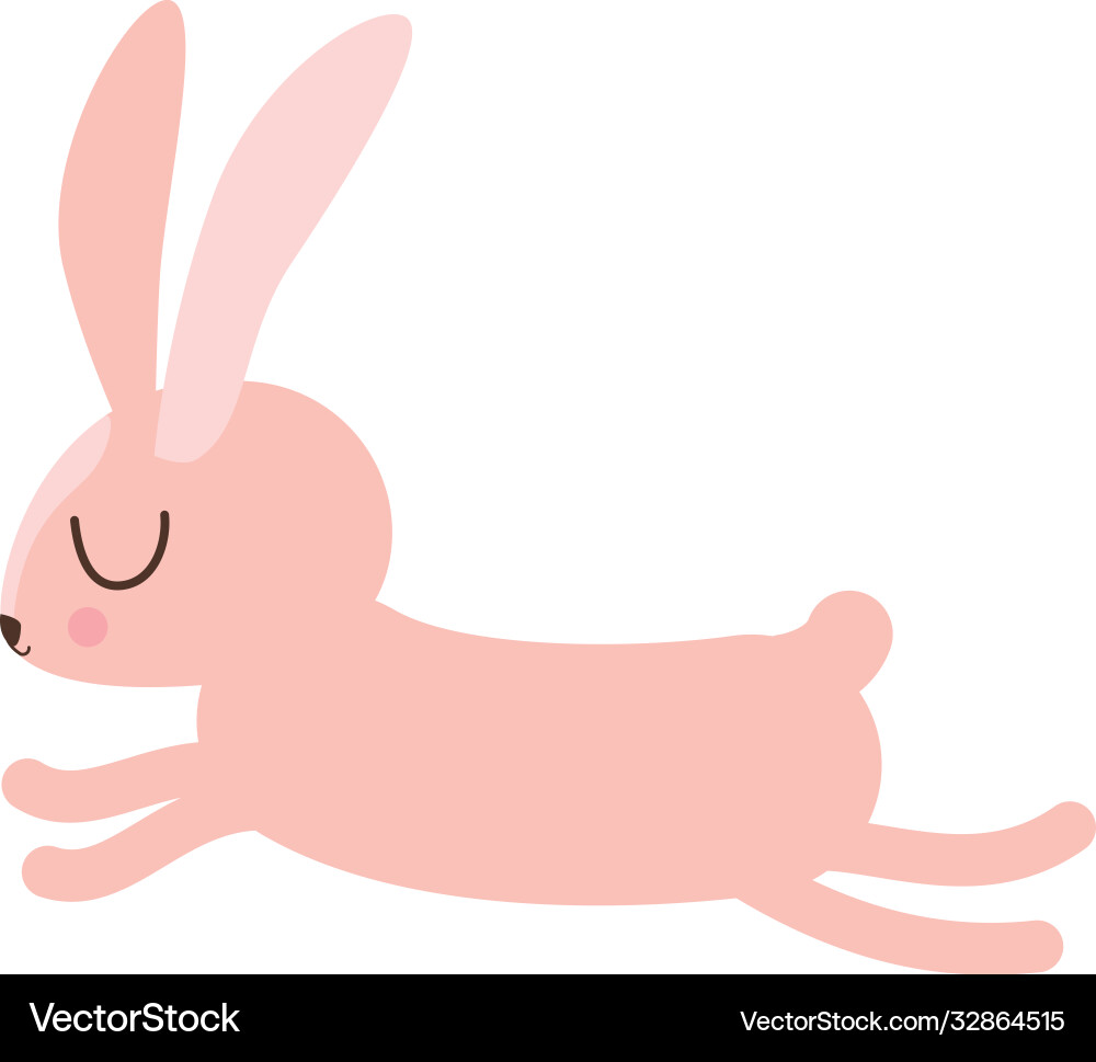 Cute pink rabbit cartoon jumping design Royalty Free Vector