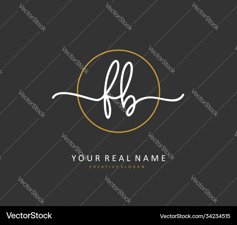 F b fb initial letter handwriting and signature Vector Image