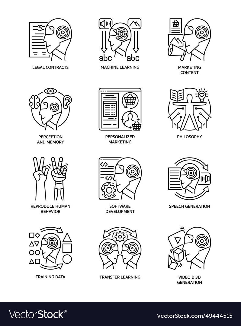 Generative ai icon set Royalty Free Vector Image