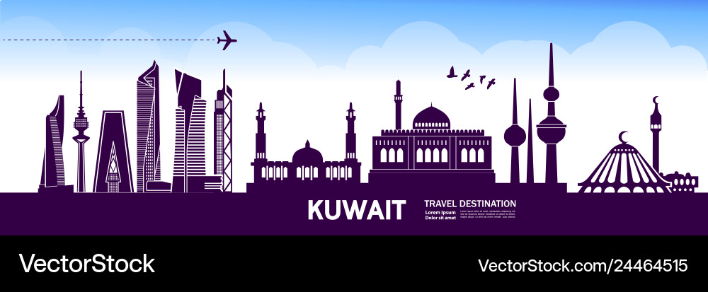 Kuwait travel destination Royalty Free Vector Image