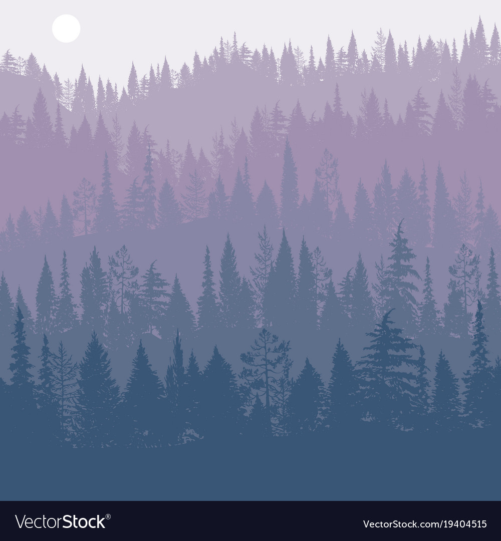 Landscape with pine trees Royalty Free Vector Image