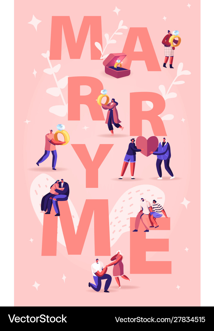 Marry me concept men making romantic proposal Vector Image