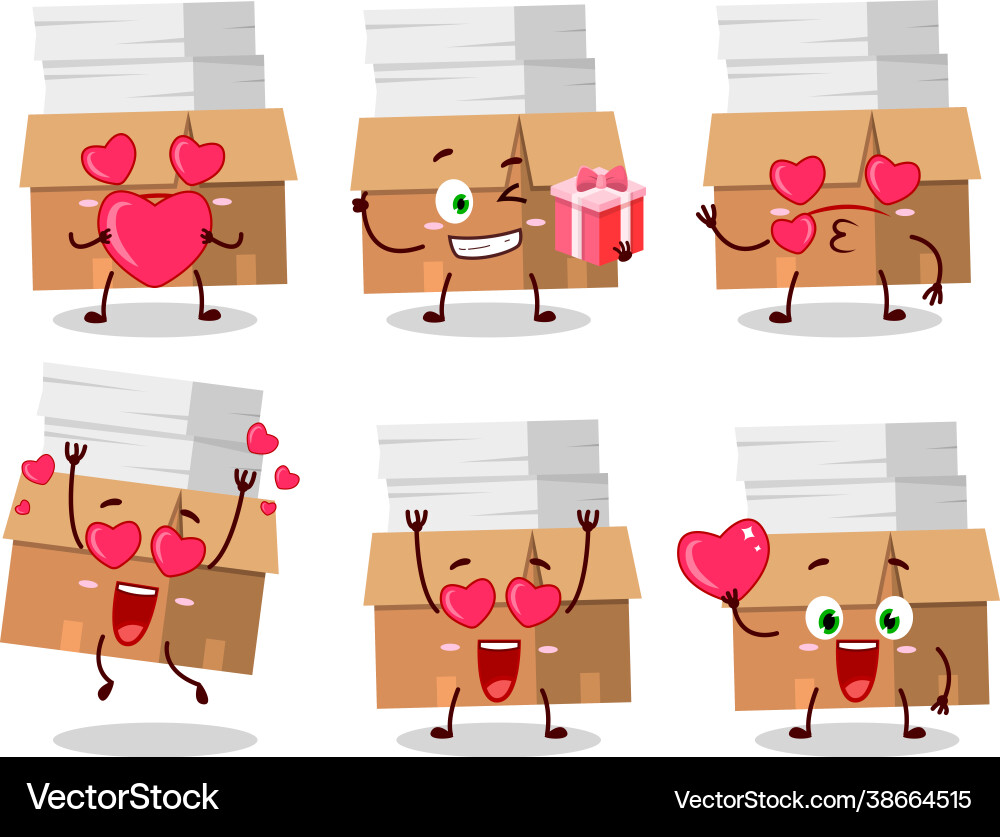 Office boxes with paper cartoon character Vector Image