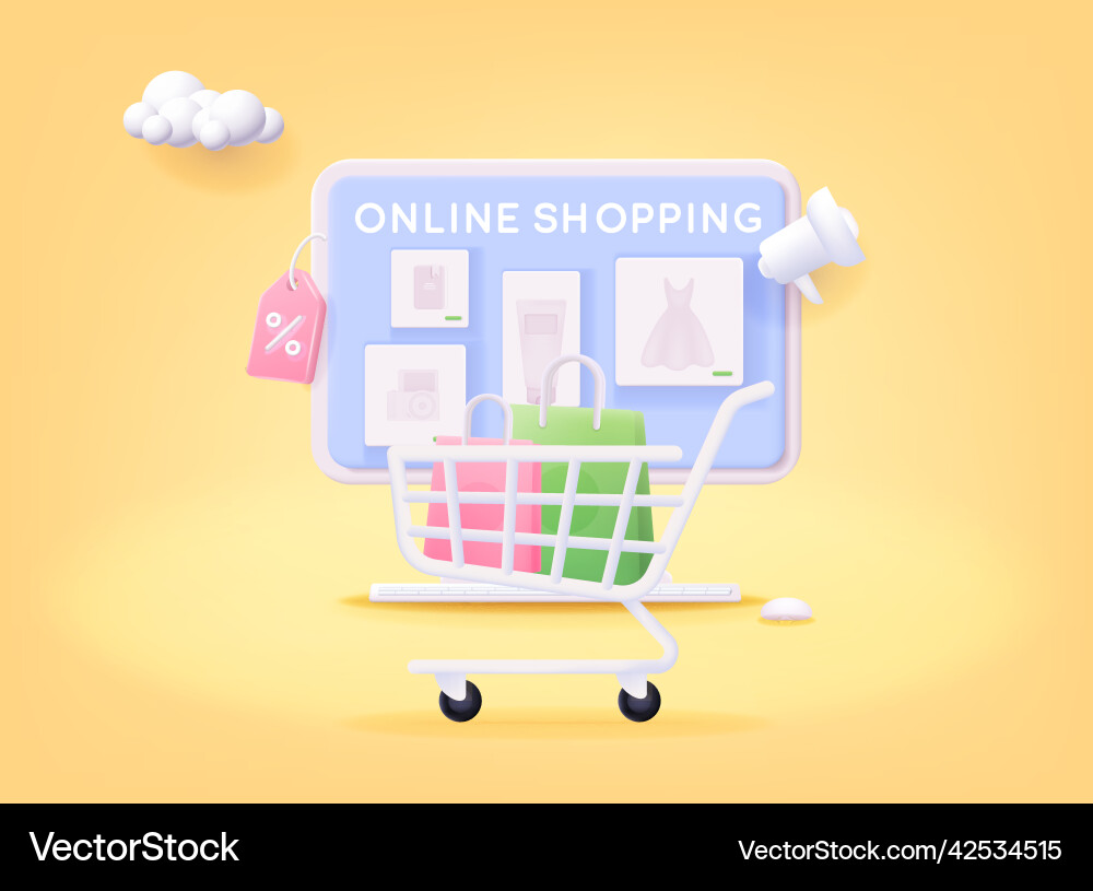 Online shopping design graphic elements signs Vector Image