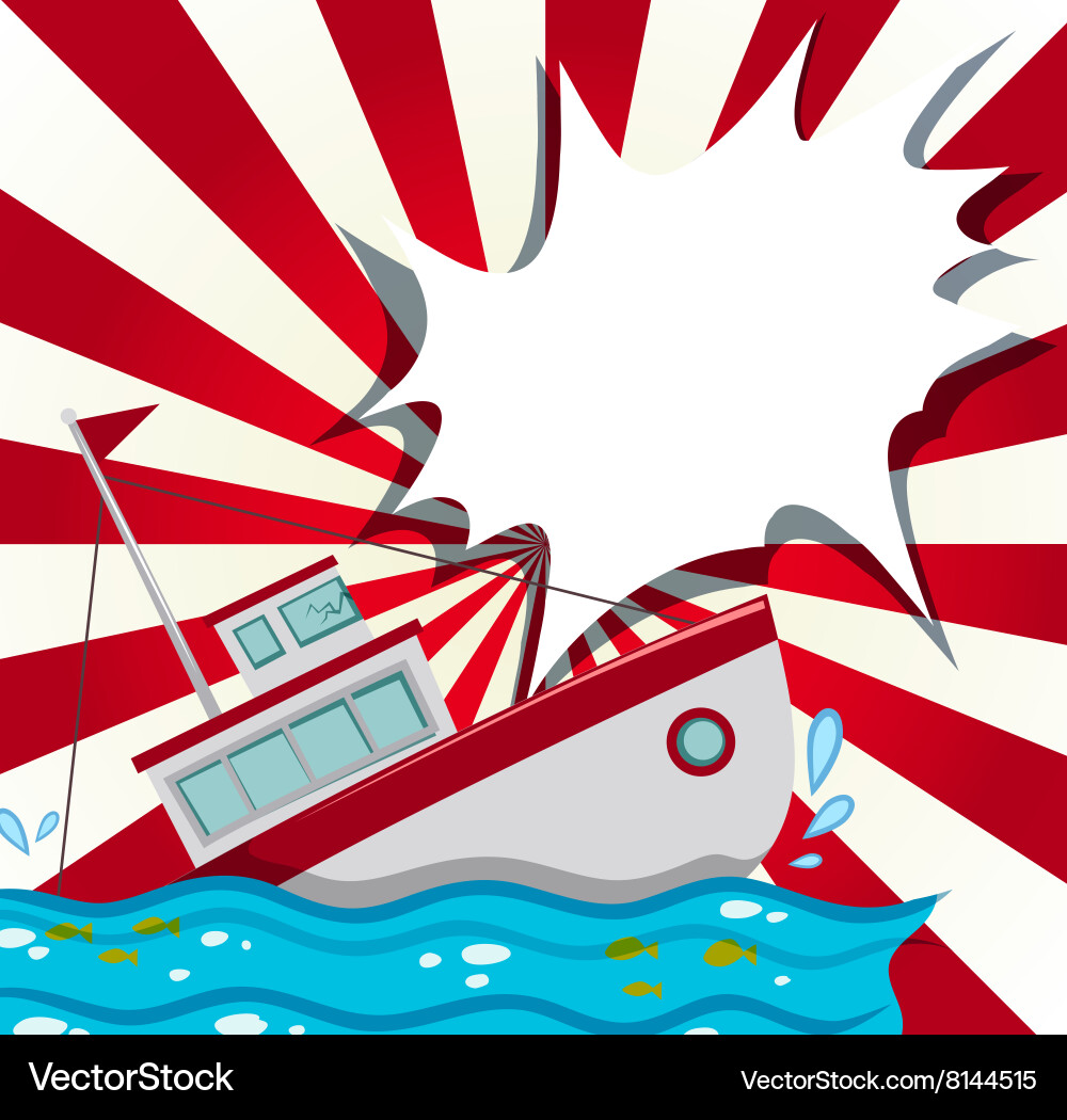 Scene with shipwreck in the ocean Royalty Free Vector Image
