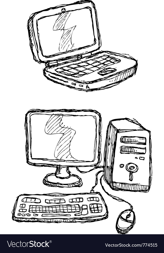 Scribble series - computers Royalty Free Vector Image