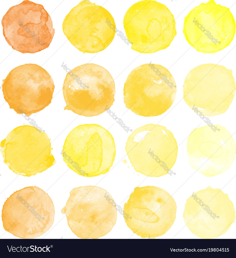 Set yellow watercolor shapes Royalty Free Vector Image