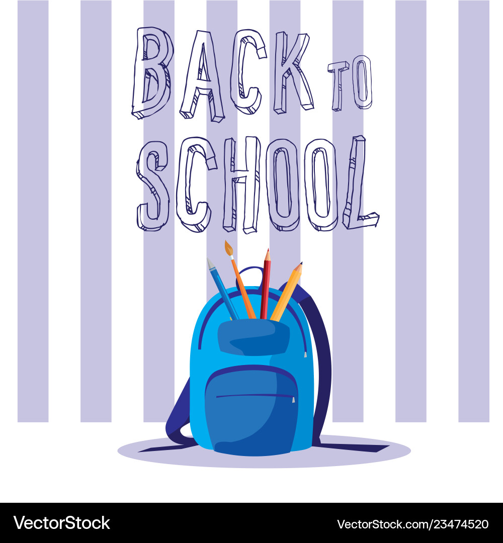 Back to school bag with supplies Royalty Free Vector Image