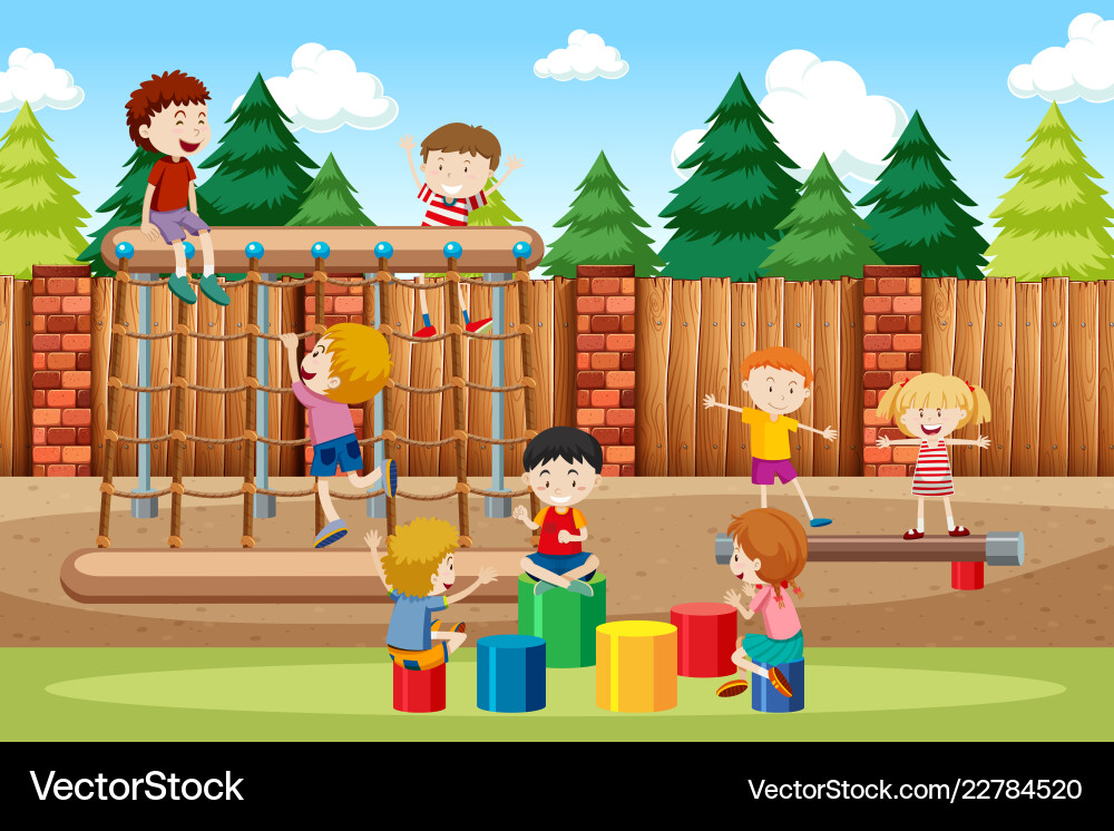Children at the playground Royalty Free Vector Image