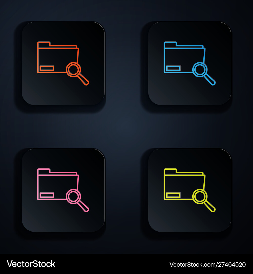 Color neon line search concept with folder icon Vector Image