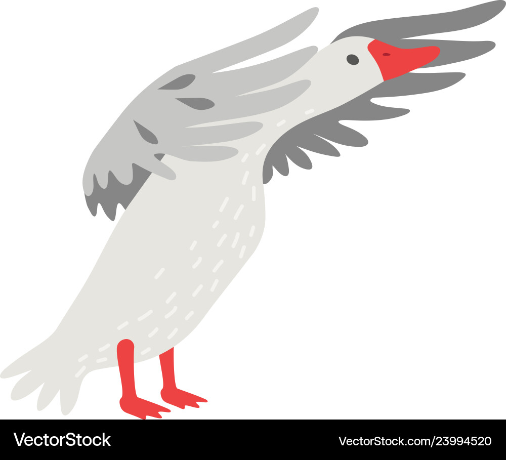 Cute white goose cartoon character flapping its Vector Image
