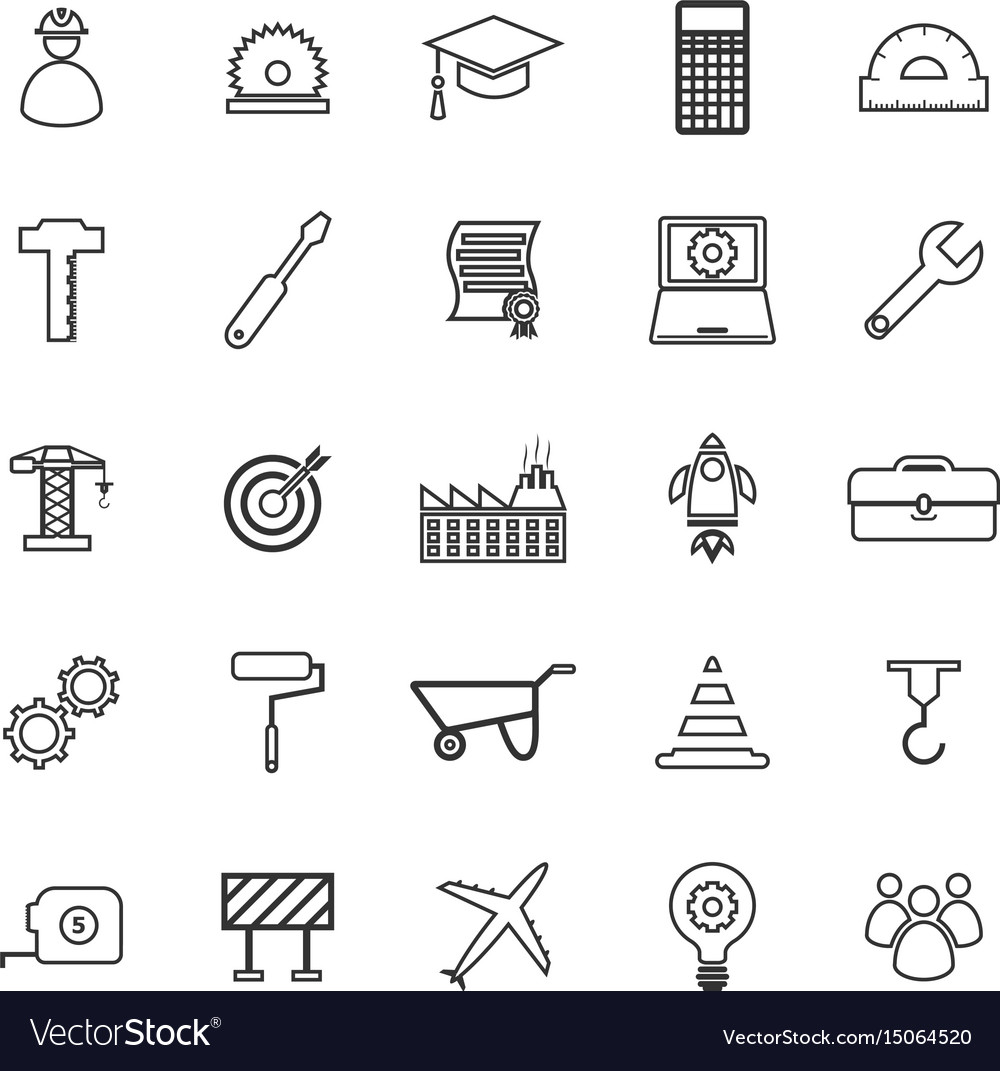 Engineering line icons on white background Vector Image