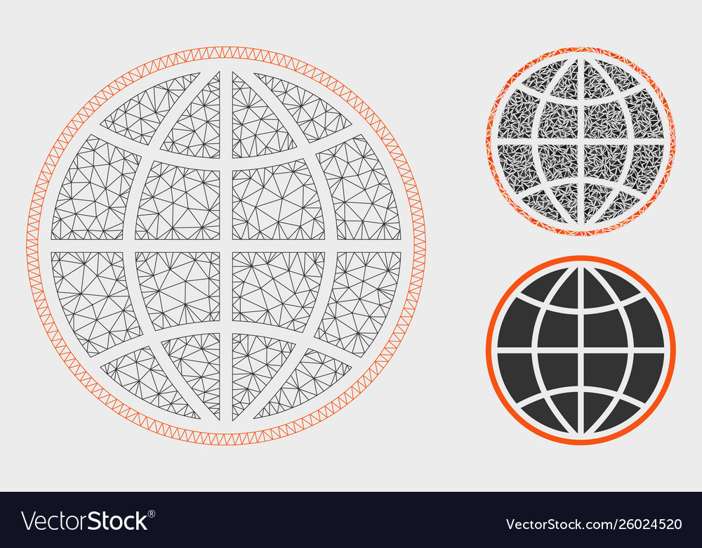 Globe Mesh 2d Model And Triangle Mosaic Royalty Free Vector