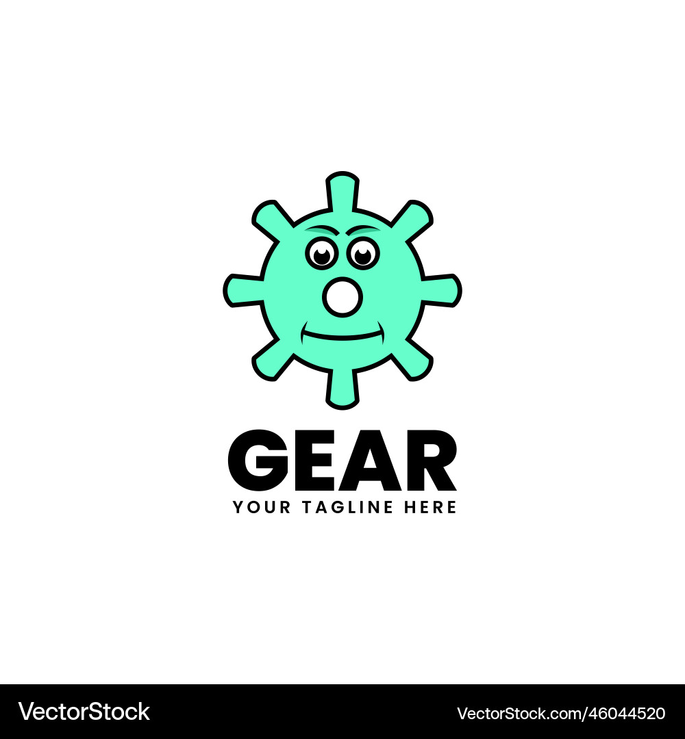 Logo gear mascot cartoon style Royalty Free Vector Image