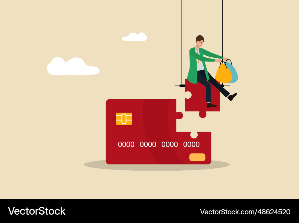 Shopping except from bank account Royalty Free Vector Image