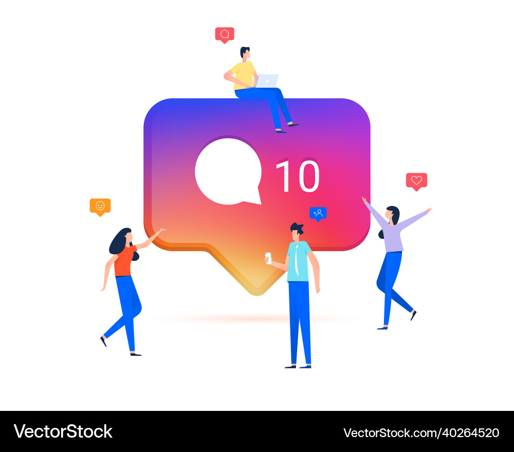 Social media concept small people with comment Vector Image